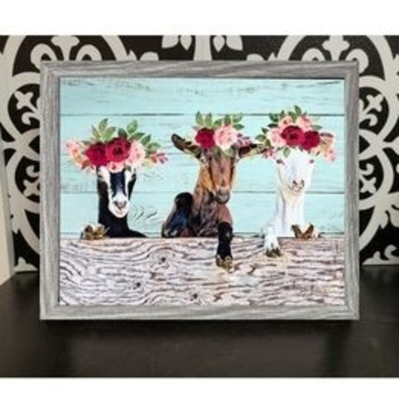 Accents | Framed 8x1 Triple Goats Farmhouse Decor Print | Poshmark